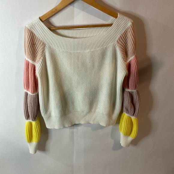 SHEIN | Sweaters | Crop Sweater With Color Block Sleeves Large | Poshmark